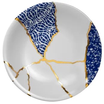 Jídelní sada 28 ks bílá/zlatá/modrá/porcelán