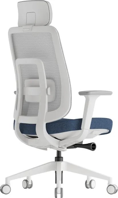 Kancelářská ergonomická židle K42 WHITE SP – síť/ čalouněná, modrá