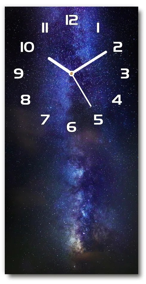 Wallmuralia Nástěnné skleněné hodiny Mléčná dráha 30x60 cm