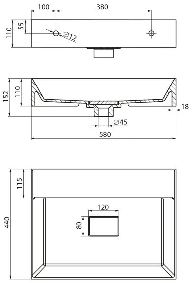Sapho - Závěsné umyvadlo GODIVA 58x44 cm mramor/bílá