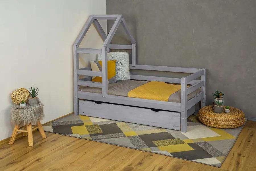 MAXIDO Dětská domečková postel  Dora - jeden šuplík 200x120 šedá