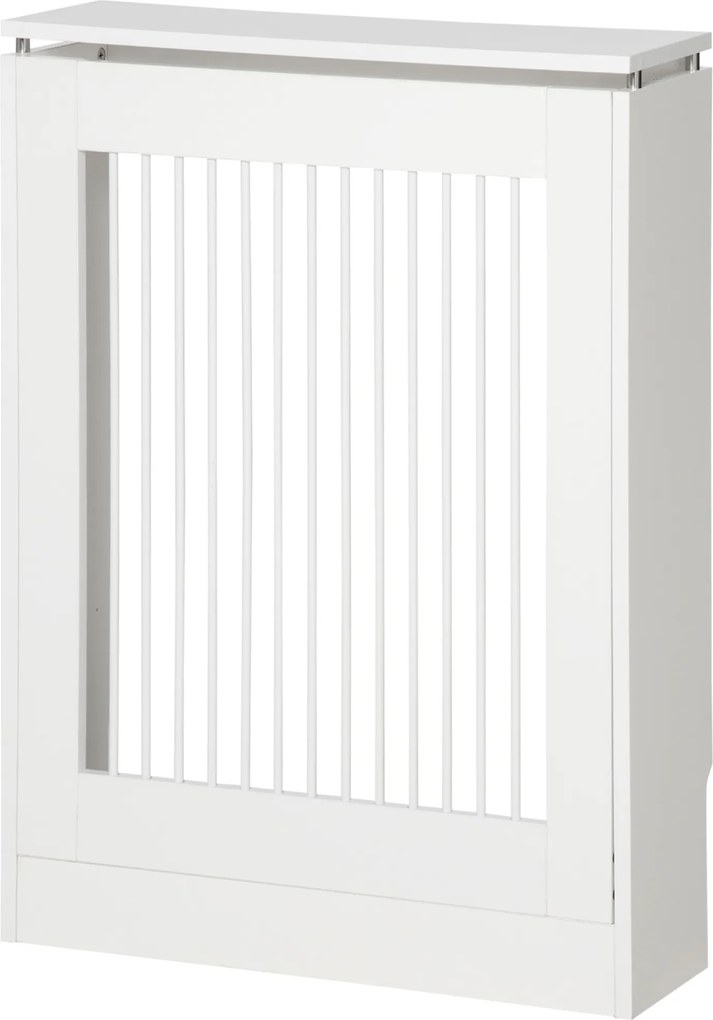 HOMCOM Moderní Kryt Radiátoru z MDF Malovaný Kryt Radiátoru s Horní Policí pro Obývací Pokoj, Ložnici a Kancelář 60x18x84 cm Bílý