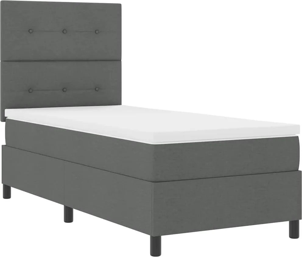 Postel s boxspringem s čelo Tmavě šedá 80 x 200 cm textil 3339344