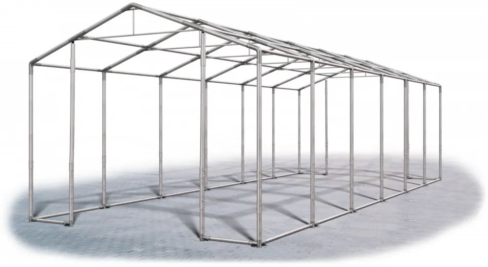 Garážový stan 6x12x4m střecha PVC 560g/m2 boky PVC 500g/m2 konstrukce ZIMA Zelená Bílá Šedé