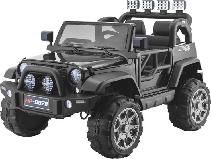 LEAN CARS Elektrické autíčko Jeep HP012 černé, LED, MP3