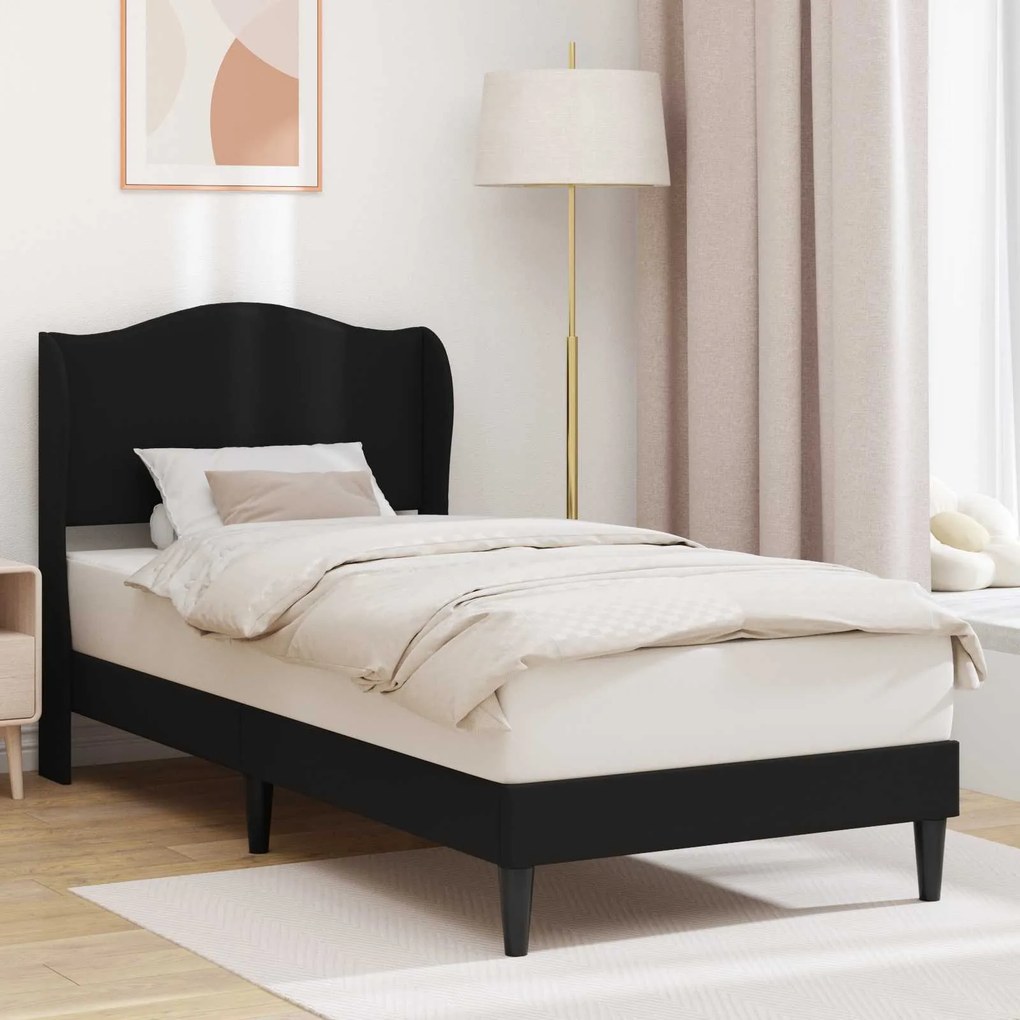 Rám postele s čelo Černá 90 x 190 cm Umělá kůže 3414688