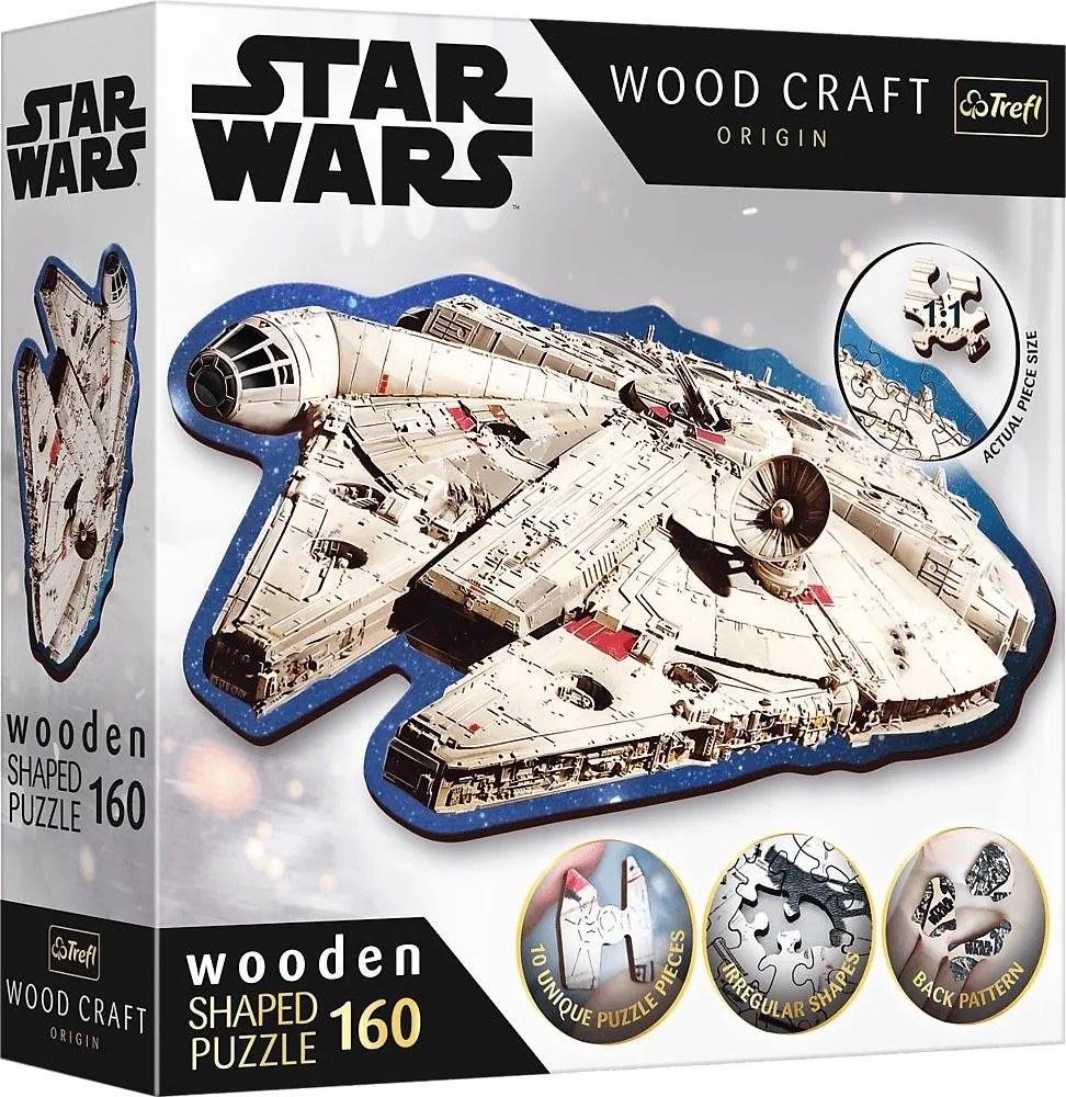 Dřevěné puzzle trefl wood craft origin puzzle star wars: millennium falcon 160 dílků
