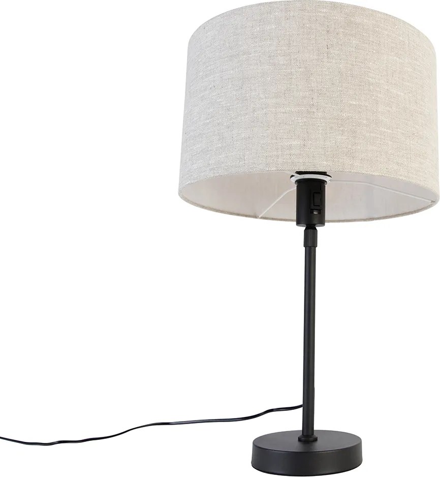 Stolní lampa černá nastavitelná se světle šedým stínítkem 35 cm - Parte