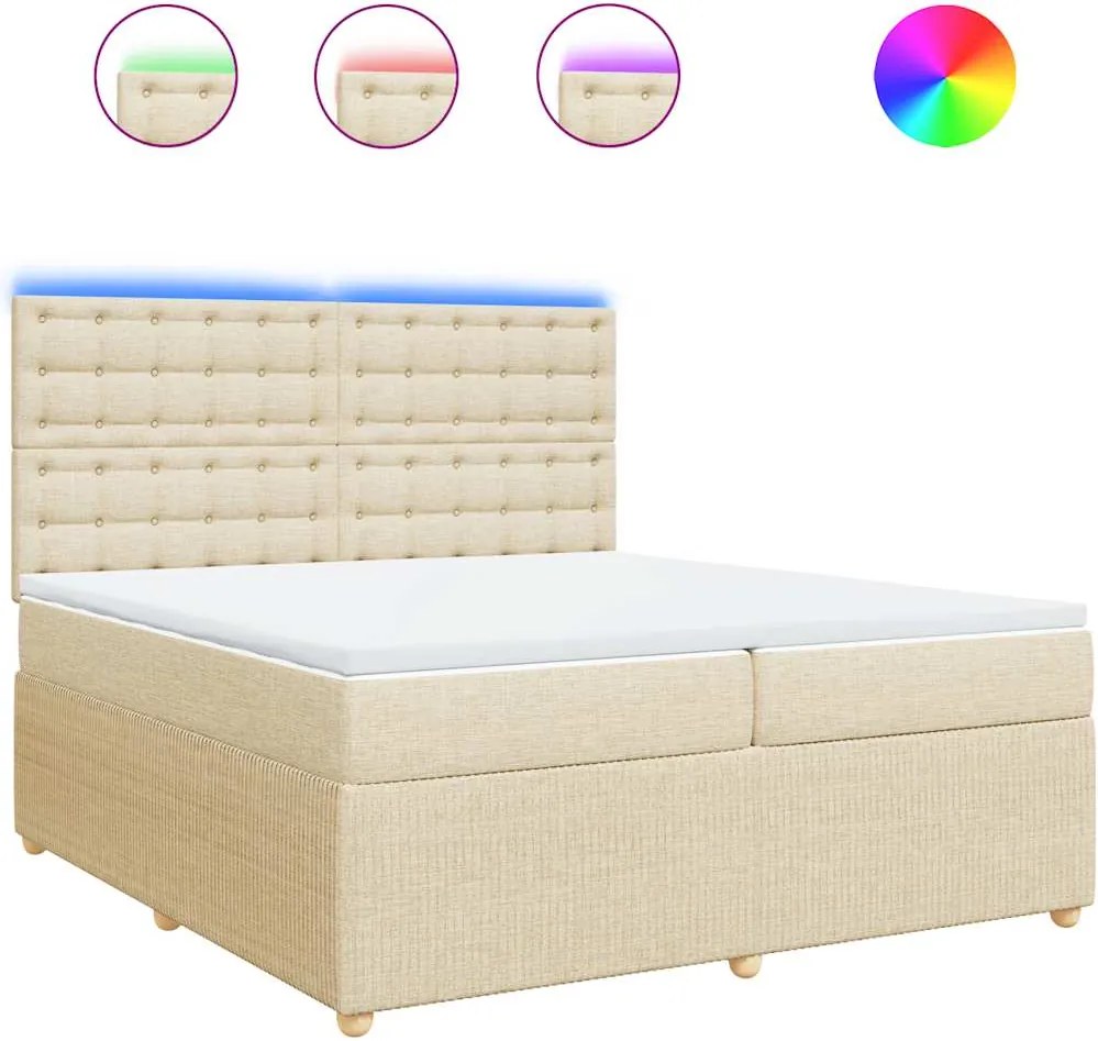 Box spring postel s matrací krémová 200x200 cm textil 3294482