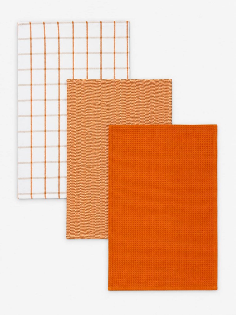 Sinsay - Sada kuchyňských utěrek s bavlnou 3 pack - oranžová
