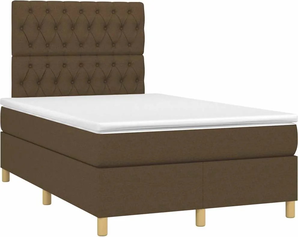Box spring postel s matrací a LED tmavě hnědá 120x200 cm textil 3135664
