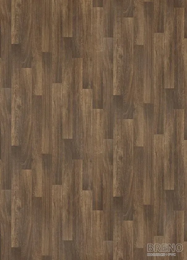 Breno PVC XTREME Natural Oak 369M – tmavě hnědé dřevo, šíře 400 cm