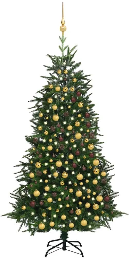 3077830 vidaXL Umělý vánoční stromek LED a sada koulí zelený 240 cm PVC a PE