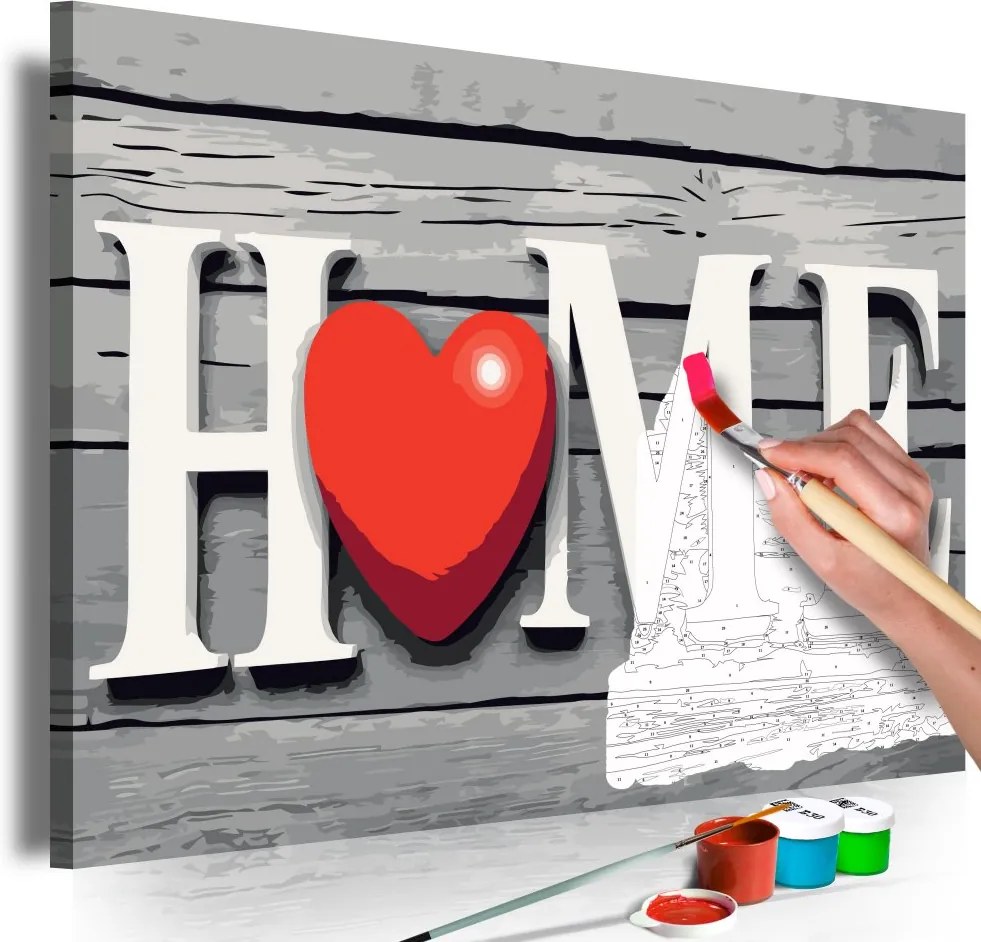 Bimago Malování podle čísel - Home with Red Heart | 60x40 cm