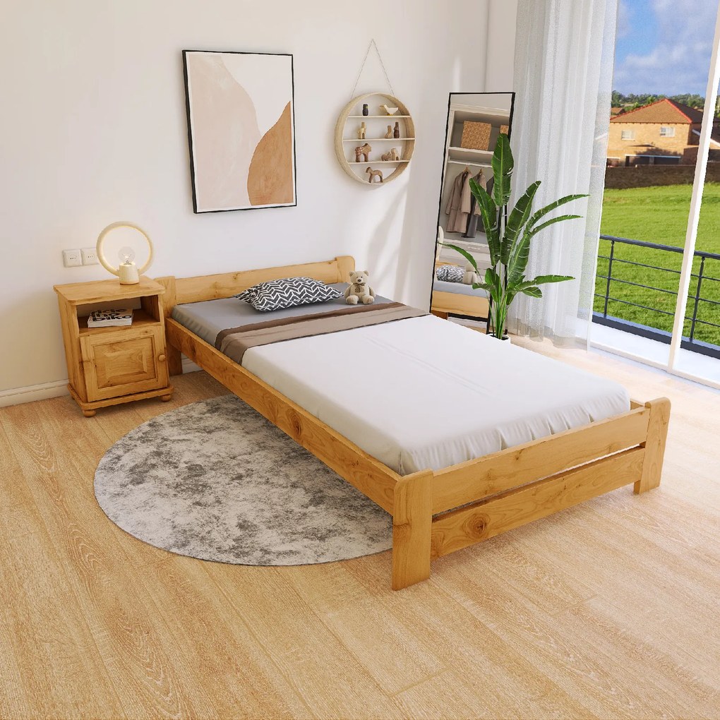 Maxi Postel z masivu Evropa 120 x 200 cm - barva Olše + matrace Medical