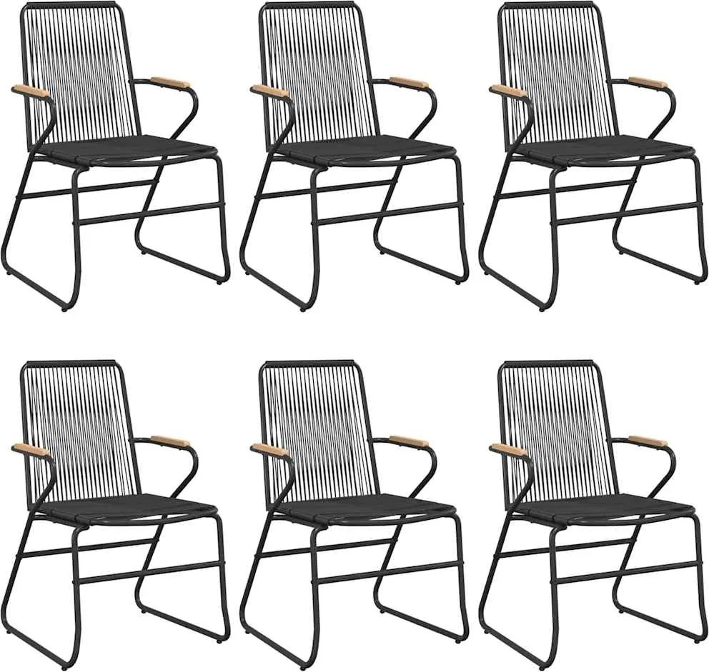 7dílný zahradní jídelní set černý PVC ratan 3099219