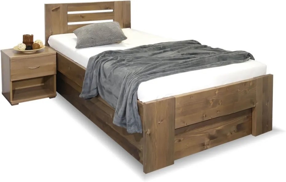 Zvýšená postel s úložným prostorem ROSA, masiv smrk, 90x210