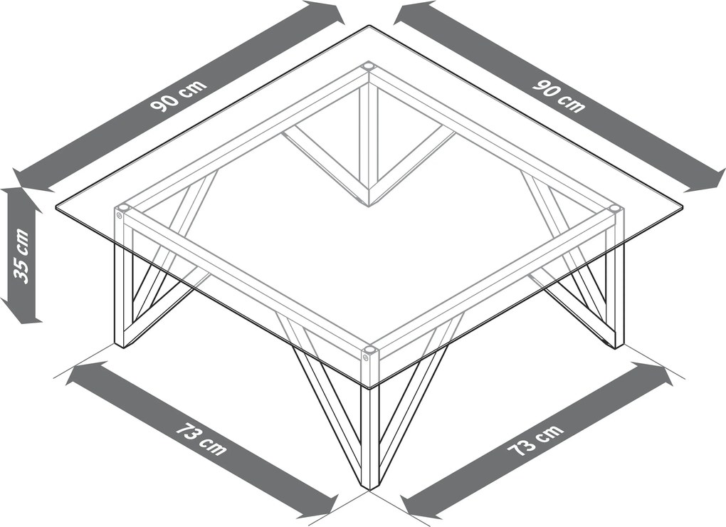 Tchibo - Konferenční stolek se skleněnou deskou - barva: hnědá