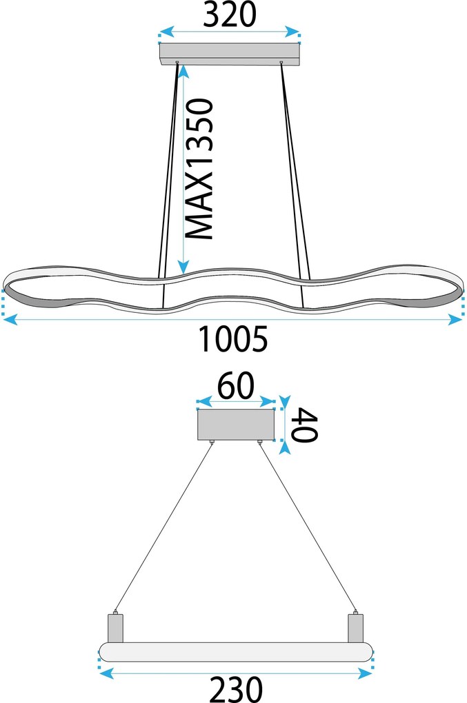 Toolight Toolight, stropní svítidlo 120cm, 24W, 3000K, LHJ027-CP, zlatá lesklá, OSW-50012