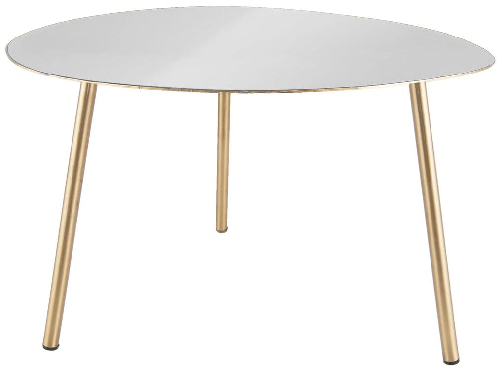 LEITMOTIV Velký bílo zlatý stolek Ovoid 64 × 58 × 42 cm