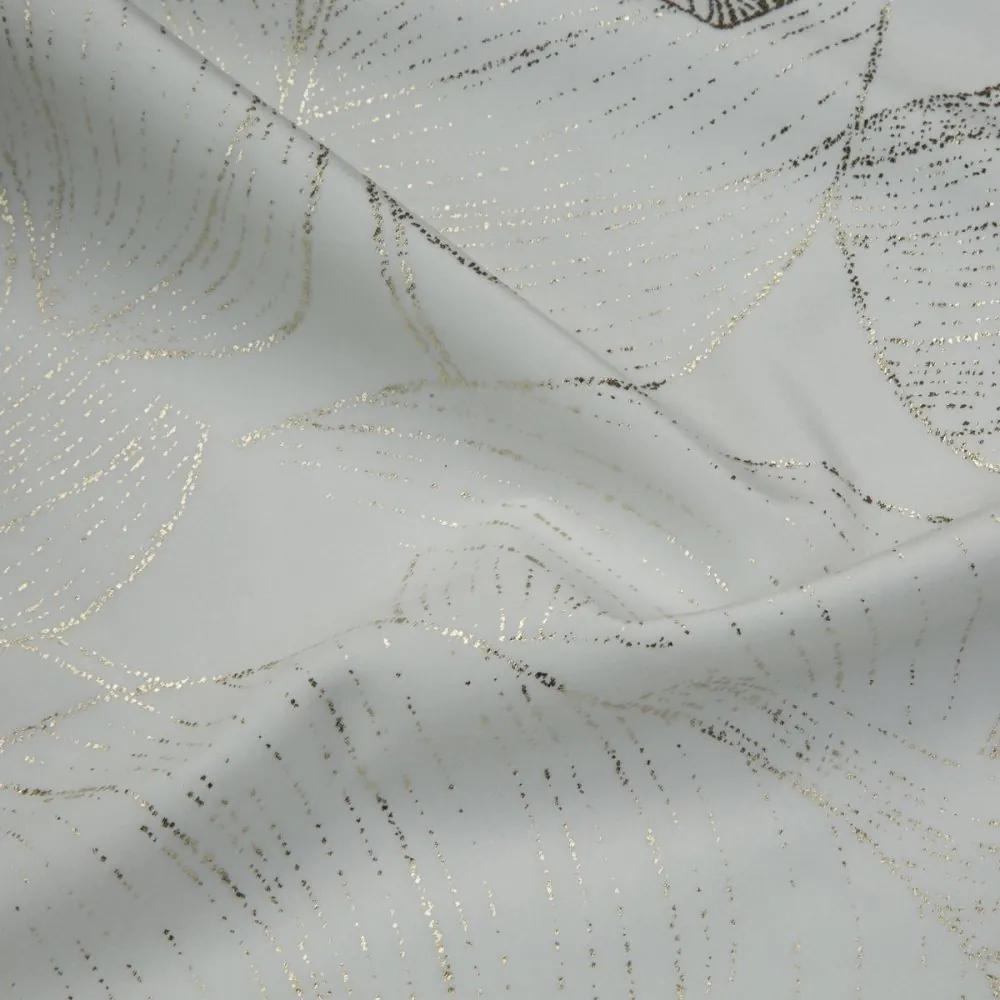 Sametový středový ubrus s lesklým potiskem bílých listů Šířka: 35 cm | Délka: 180 cm
