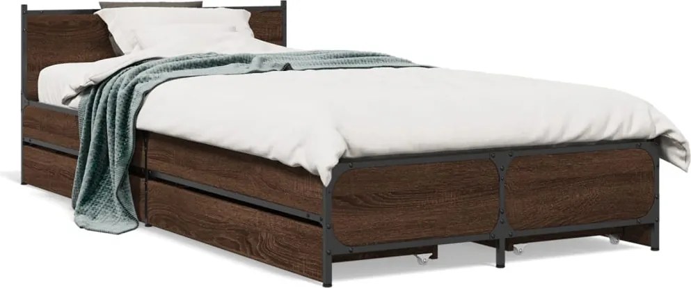 Rám postele se zásuvkami hnědý dub 75 x 190 cm kompozitní dřevo 3279976