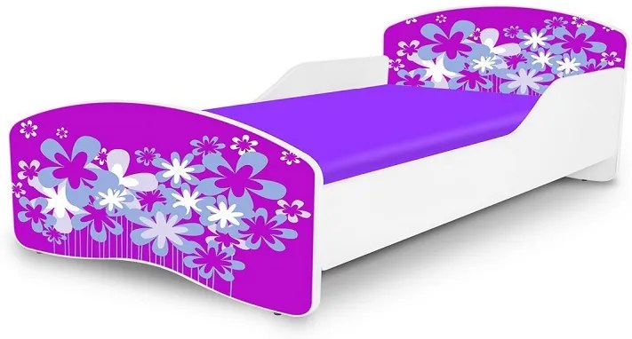 Dětská postel Fialová s kytky - small rainbow - Rozměry 160x80