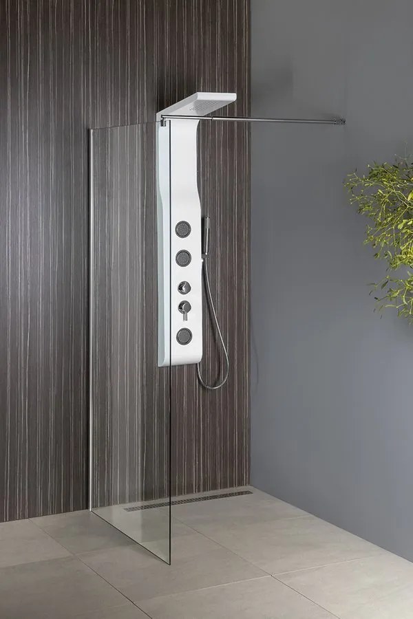 Aqualine Aqualine, WALK-IN stěna k instalaci na zeď se vzpěrou, jednodílná, 1000 mm, čiré sklo, WI101
