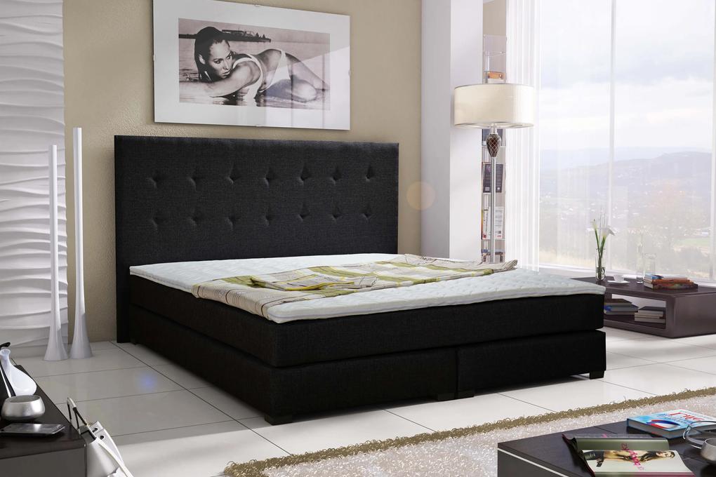 Manželská postel Boxspring 160 cm Caserta (černá) (s matracmi). 616176