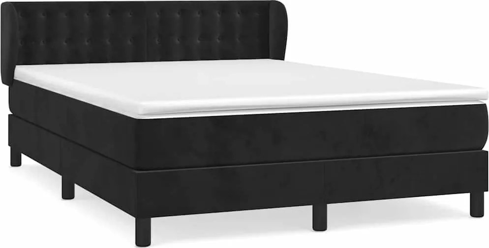 Box spring postel s matrací černá 140x200 cm samet 3127735
