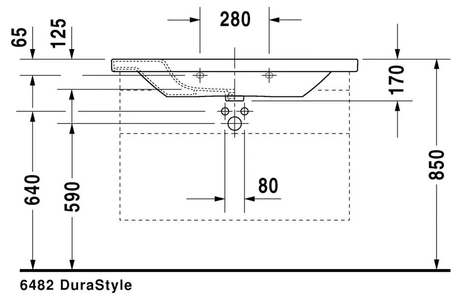 Duravit DuraStyle - Umyvadlo do nábytku, 1 otvor pro armaturu propíchnutý, 100x48 cm, bílé 2320100000