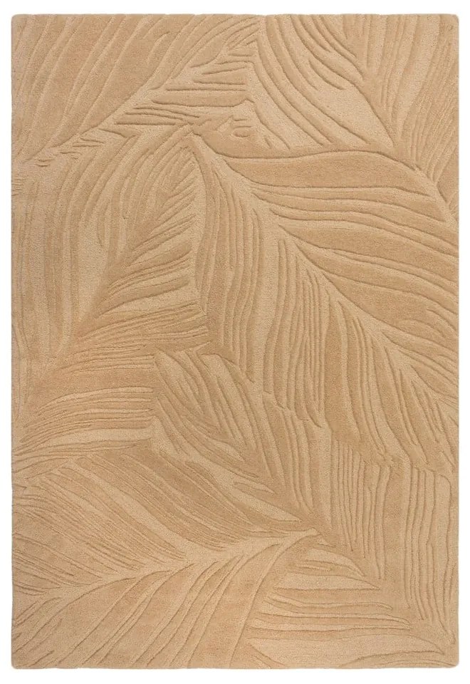 Světle hnědý vlněný koberec Flair Rugs Lino Leaf, 160 x 230 cm