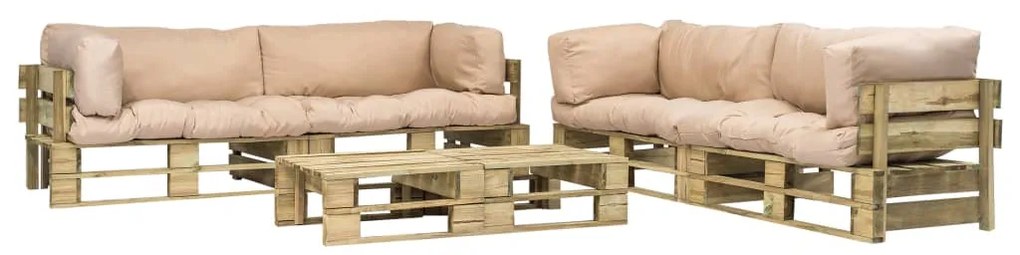 vidaXL 6dílná zahradní sedací souprava z palet a pískové podušky dřevo