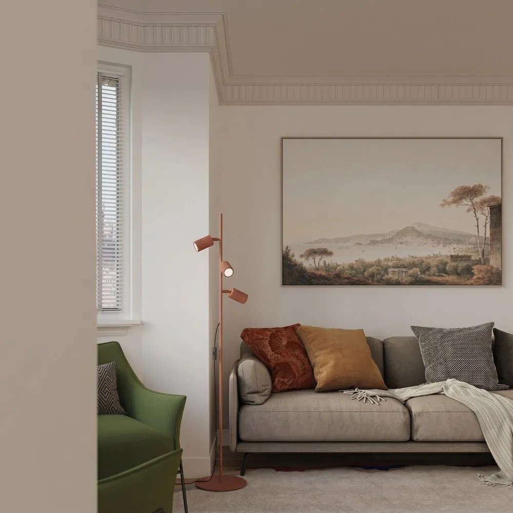 Hliníková stojací lampa s ohybatelnou konstrukcí v cihlové barvě (výška 155 cm) Gleam – Sollux
