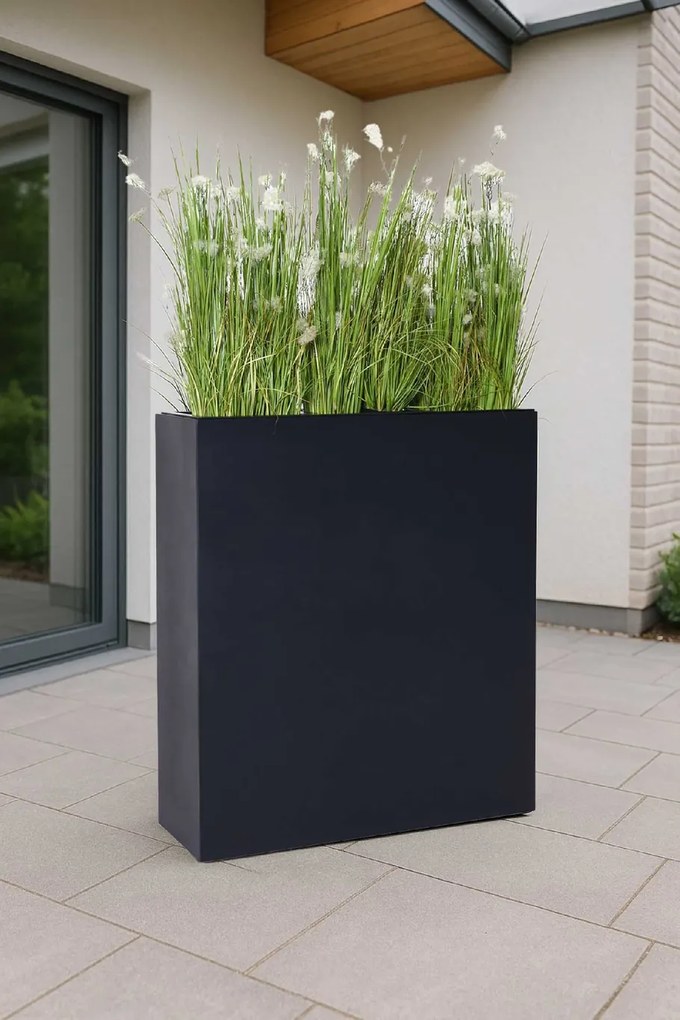 Dělící květináč ELEMENTO, sklolaminát, výška 100 cm, antracit