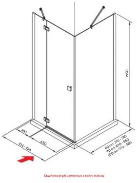 Jika Pure Sprchové dveře 100 cm, levé, čiré sklo H2544240026681