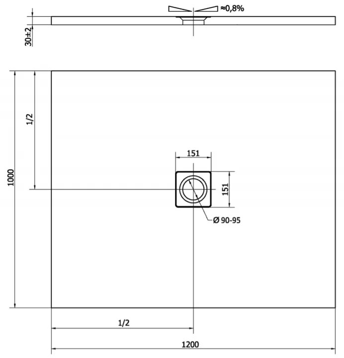 Polysan FLEXIA vanička z litého mramoru, 120x100x3cm, 71563