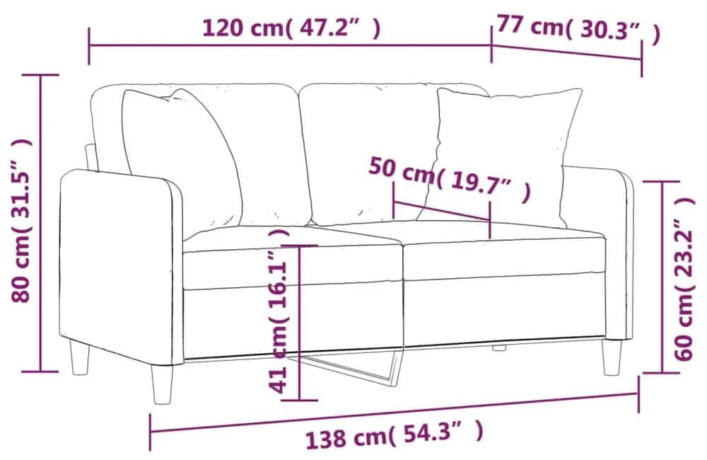 Petromila 2místná pohovka s polštáři hnědá 120 cm textil