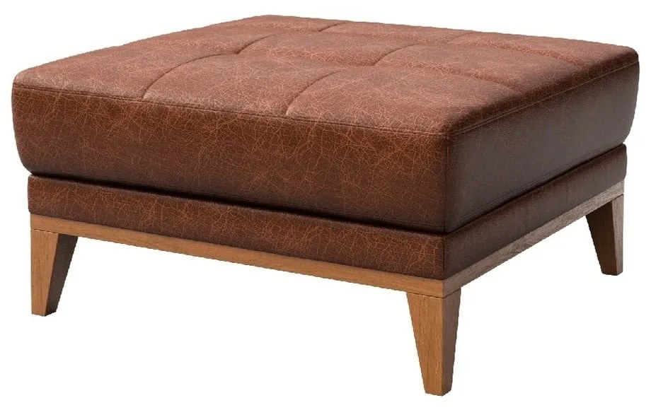 Koňakově hnědá kožená podnožka MESONICA Musso Tufted