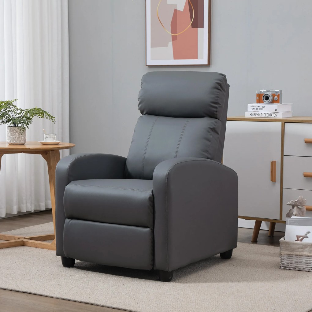 HOMCOM Relaxační křeslo, televizní křeslo s vibrační masáží, polohovací funkcí, 2 masážní body, dálkové ovládání, 68 x 88 x 98 cm Šedá