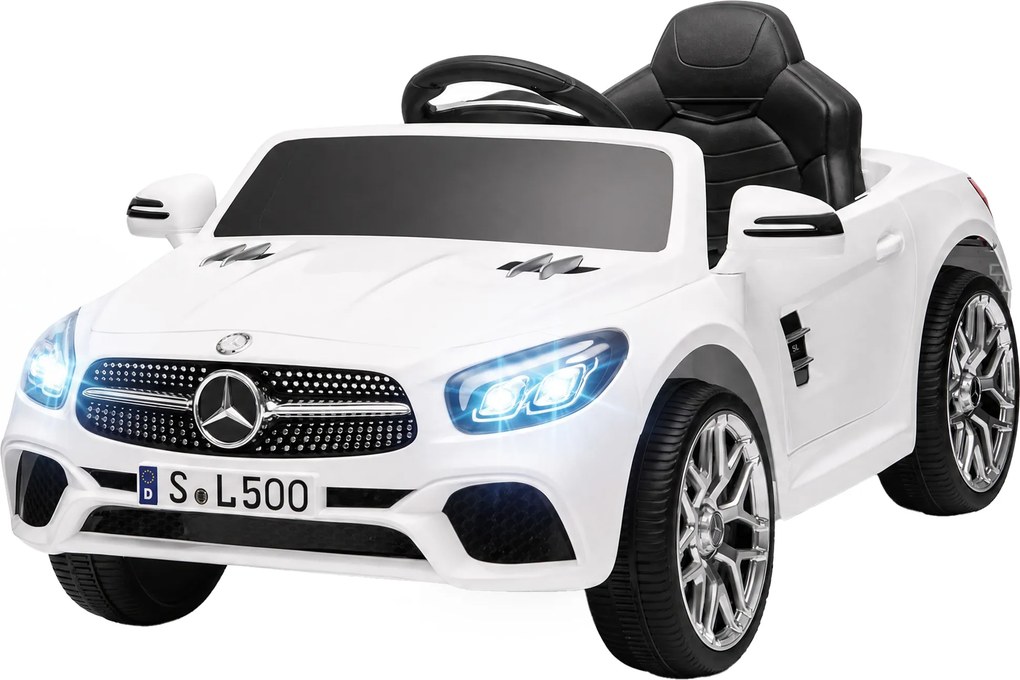 AIYAPLAY elektrické auto pro děti Mercedes-Benz SL500 12V s dálkovým ovládáním 2,4G, 2 motory, odpružení, jemný start, bílé