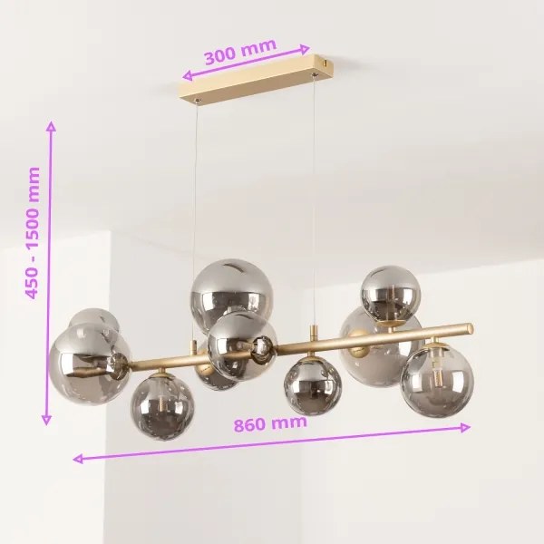 Brilagi - LED Lustr na lanku MILLA 10xG9/3W/230V zlatá/kouřová