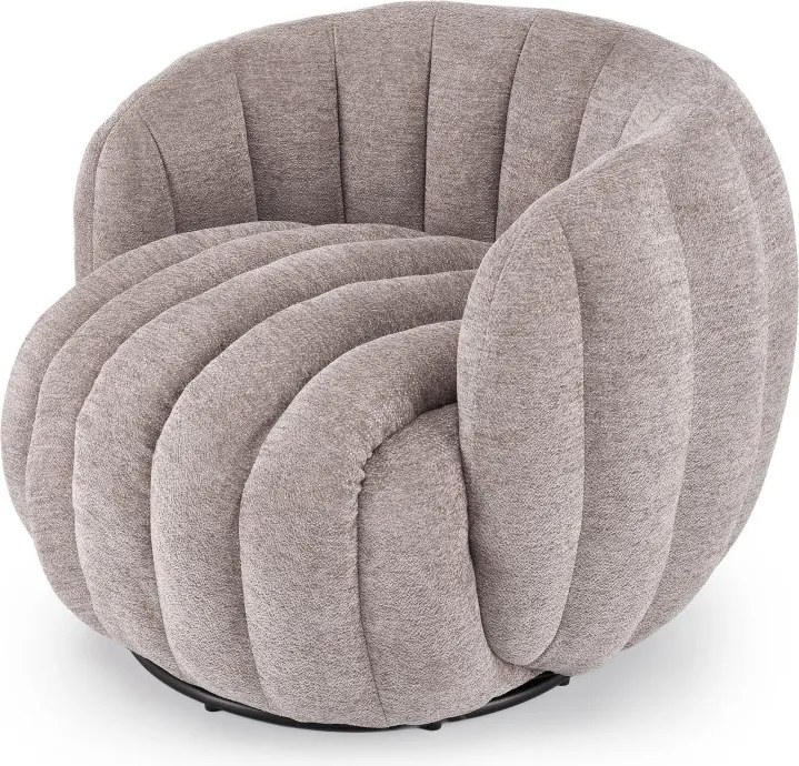 Otočné designové křeslo FRASER — látka, tmavě béžová