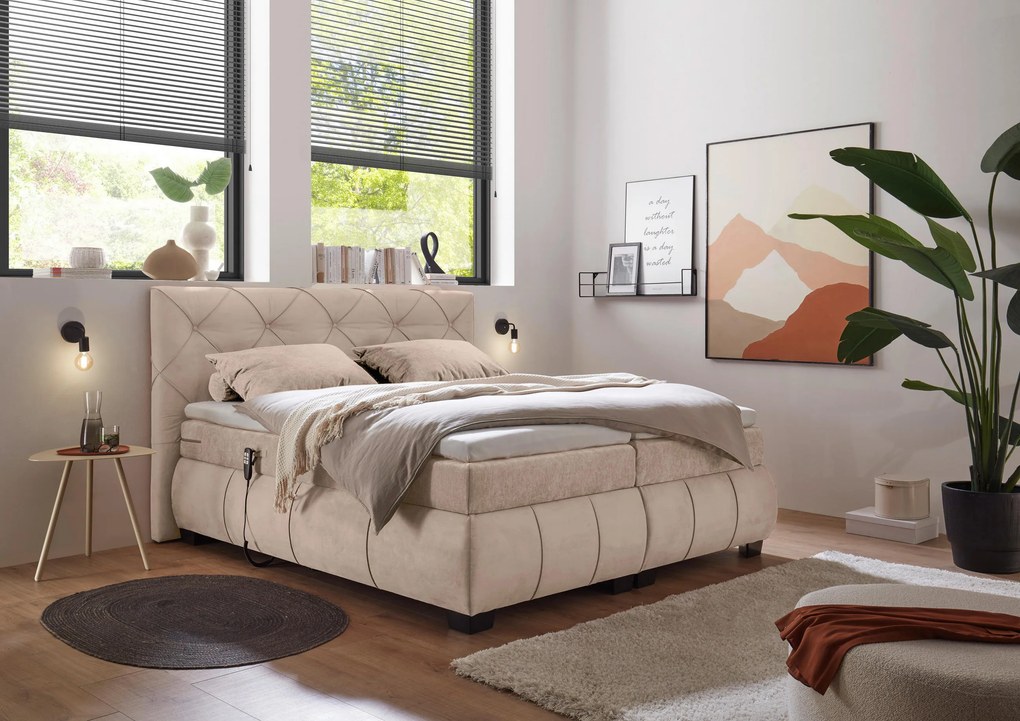 XXXLutz POSTEL BOXSPRING, 180/200 cm, hnědá MID.YOU - Manželské postele - 002220057803