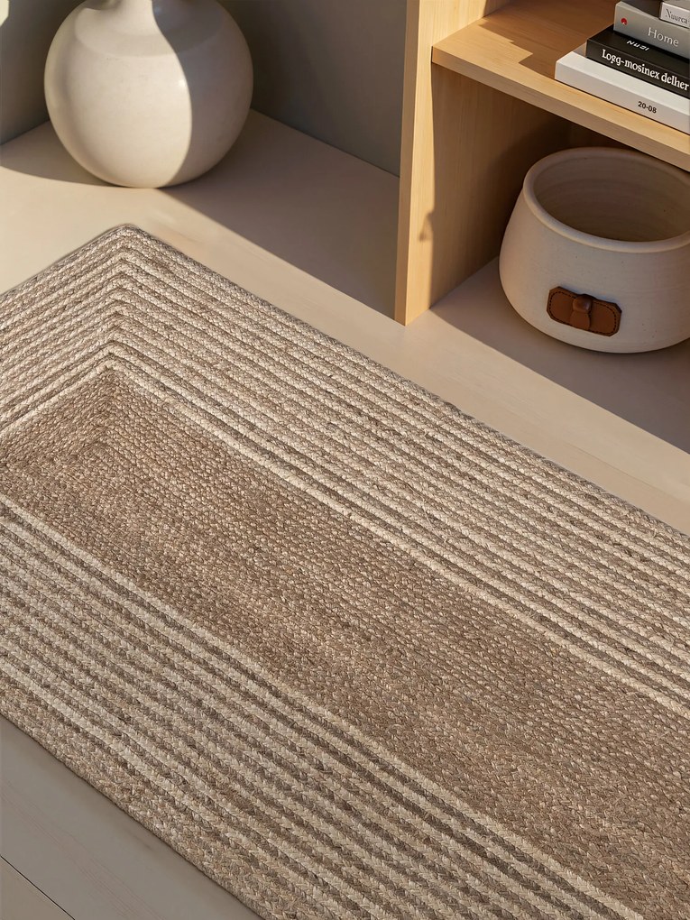 Hanse Home, Koberec běhoun Juno 106329 Natural White Brown, 80x200, hnědá, chodba / předsíň