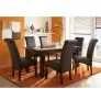 Masivní jídelní stůl s hnědými čalouněnými židlemi Logan 6, 180x90