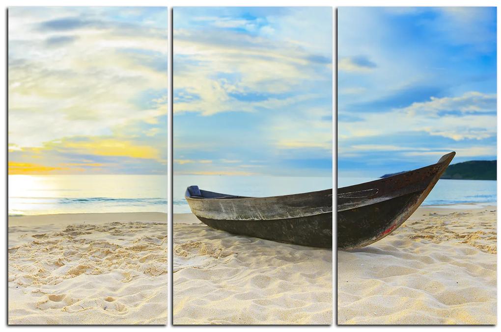 Obraz na plátně - Člun na pláži 151B (105x70 cm)