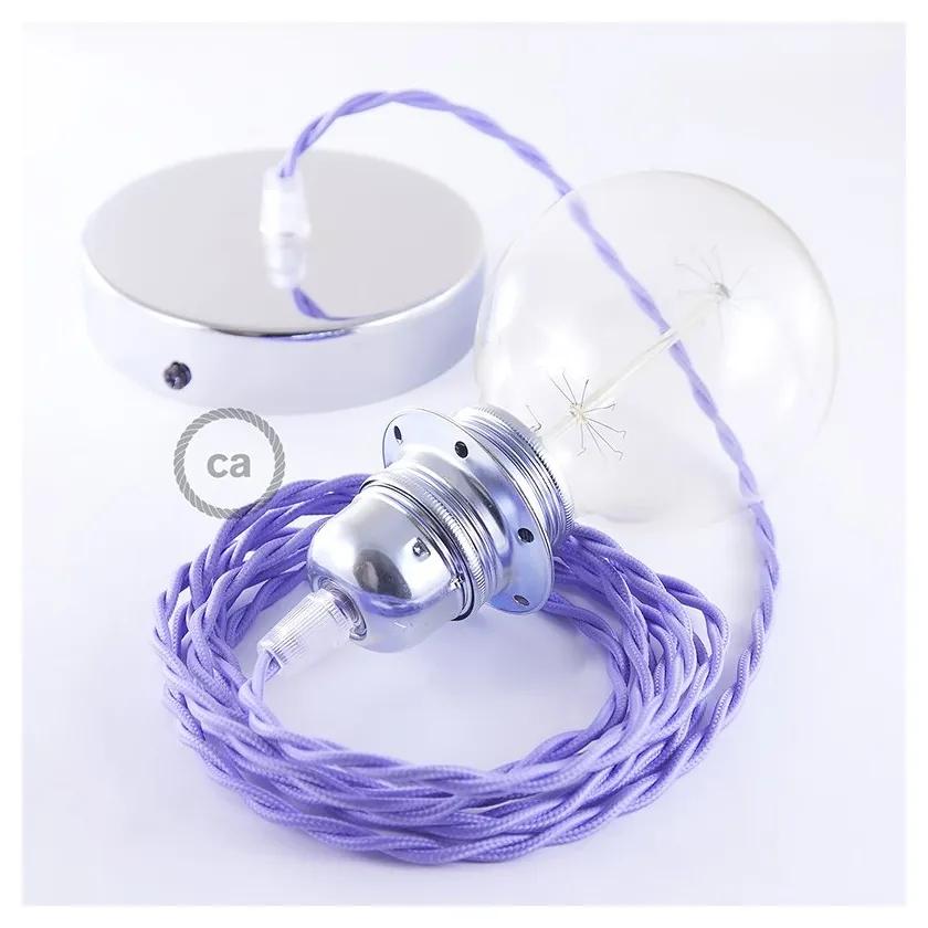 creative cables Závěsné svítidlo pro stínidla s lila zkrouceným hedvábným textilním kabelem TM07 Velikost: 50 cm, Barva: Bílá, Montáž: Sestavený