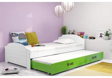 Dětská postel LILI s výsuvným lůžkem 90x200 cm - bílá Zelená