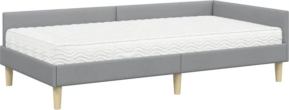 Rohový rám postele s matrací Jiný 2 ks Světle šedá textil 3393669